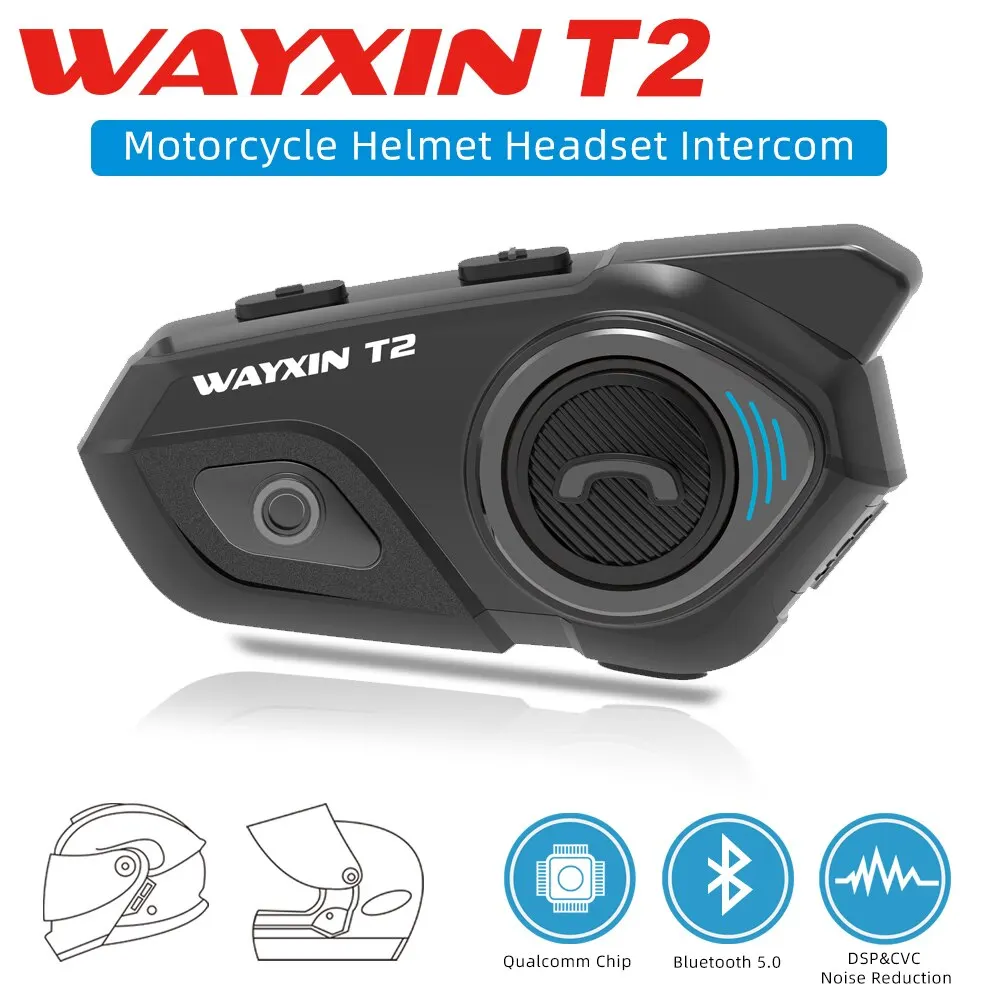 Wayxin-Helm-Headset-T2-Motorrad-Bluetooth-Intercom-f-r-2-Fahrer-Inter ...