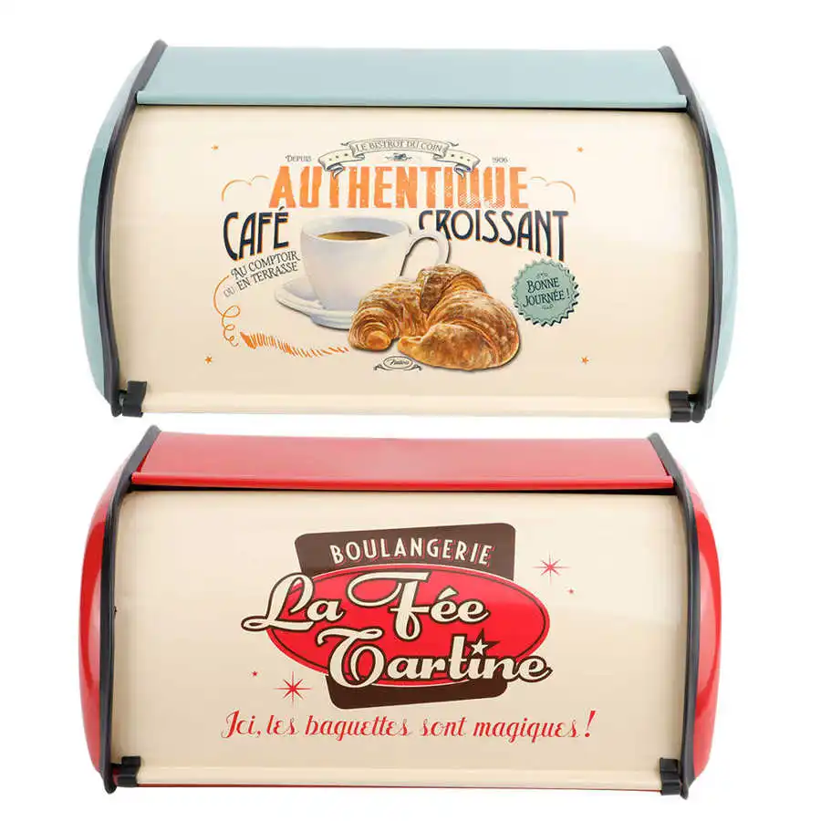 French-Vintage-Bread-Box-Storage-Bin-Top-Red-Blue-Small-Powder-Coated ...