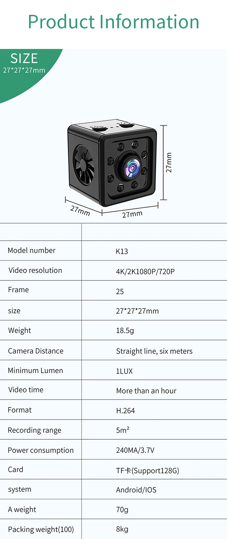 Caméra miniature,Mini caméra de Surveillance K13 IP WIFI HD 2022 P ...