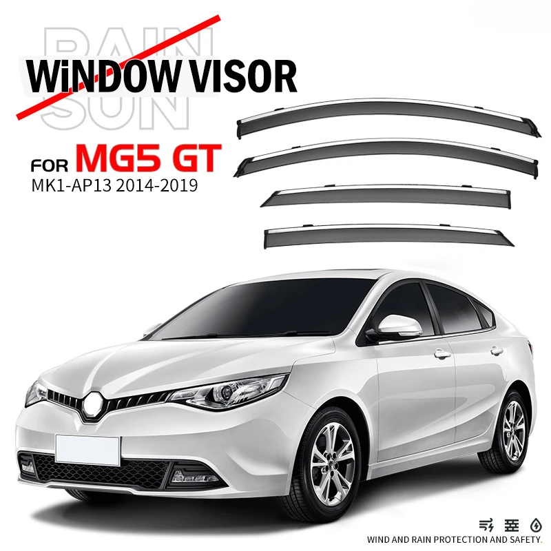 for MG MG5 GT SW EV Window Trim Chrome Visors Wind Rain Guard Roof Sun ...