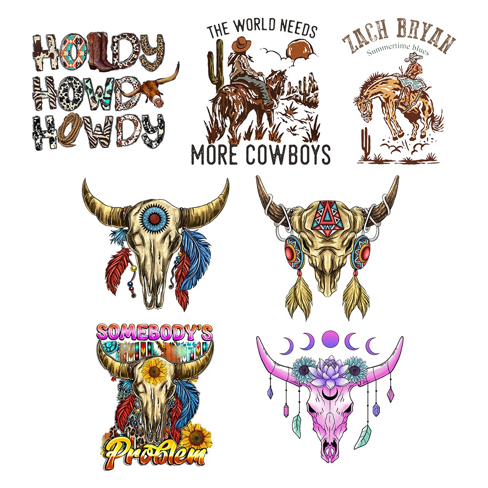 COWBOYS Iron On Transfer For Clothing Patches DIY Washable T Shirts ...
