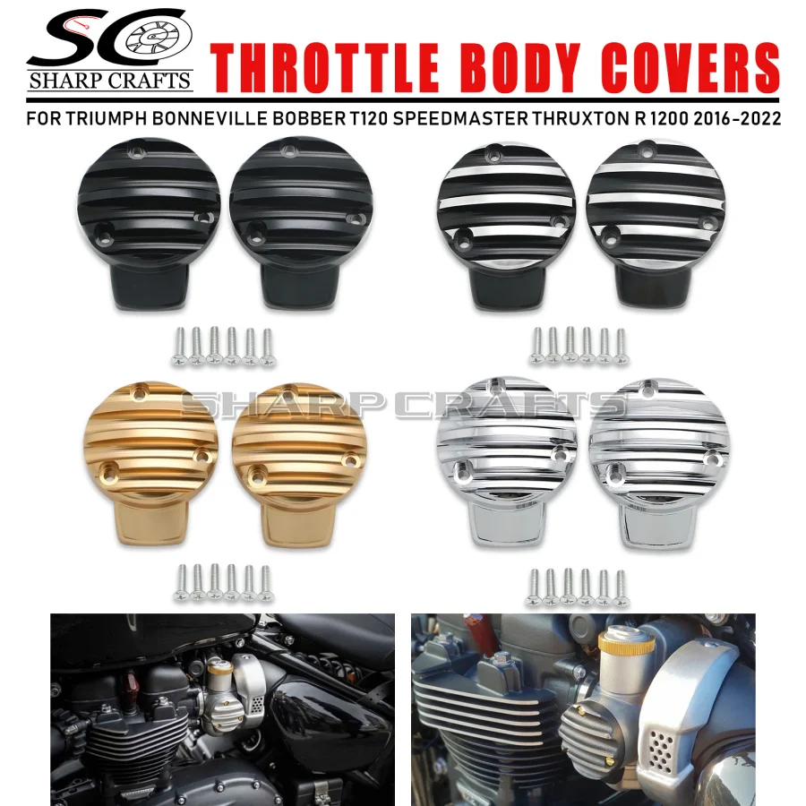 Ribbed-Throttle-Body-Covers-Kit-For-Triumph-Bonneville-T120-Thruxton ...