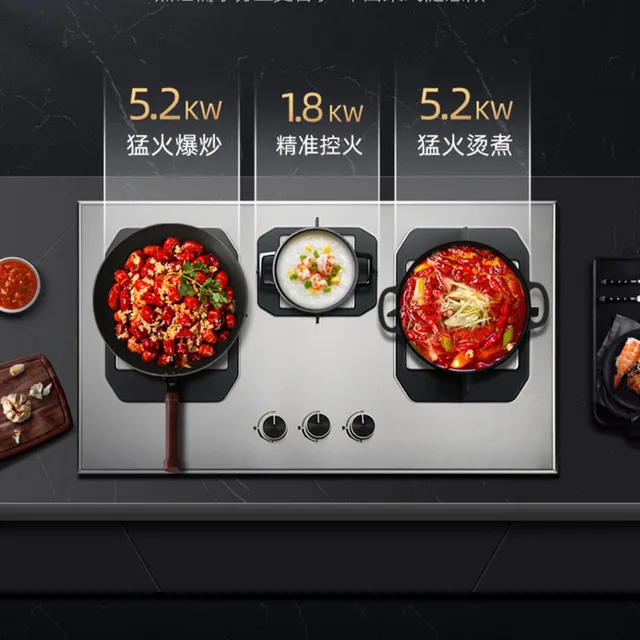 BOMADON Built-in Gas Cooker Stainless Steel 3 Burner Stove for Kitchen ...