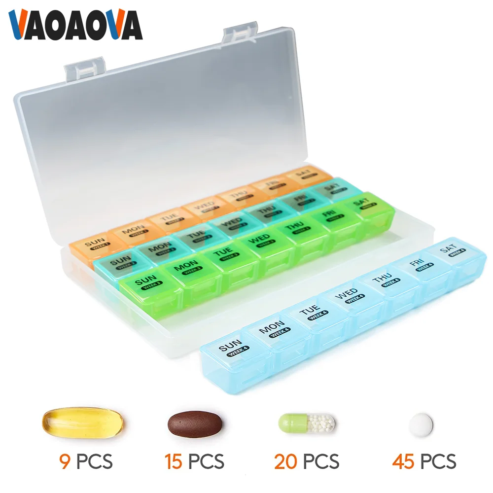 Monthly-Pill-Organizer-28-Day-Pill-Box-4-Weeks-One-Month-Pill-Cases ...