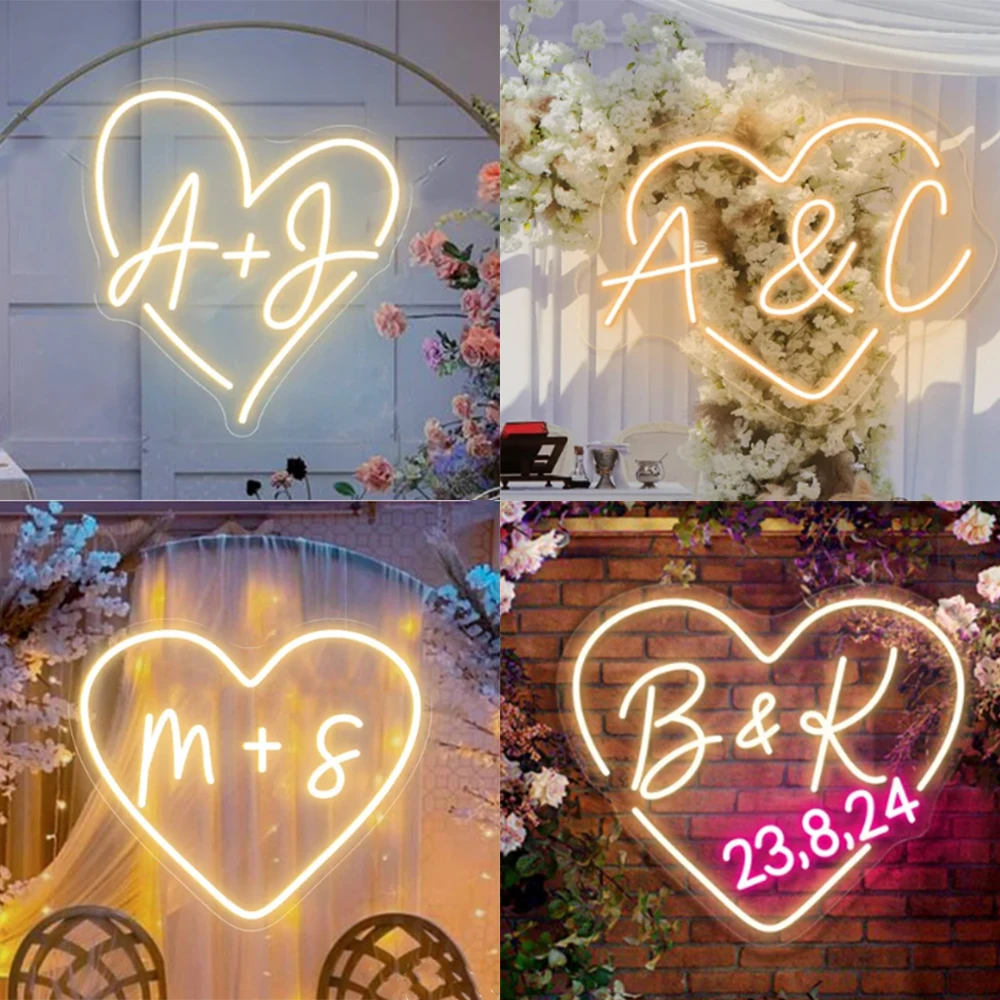 Custom-Initials-Heart-Neon-Wedding-Sign-Couple-Initials-Led-Name-Neon ...