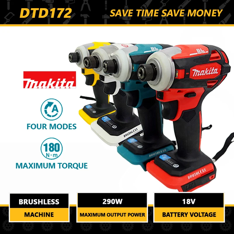 Makita-DTD172-180NM-Cordless-Impact-Driver-LXT-18V-BL-Brushless-Power-Tools-Motor-Electric-Drill ...