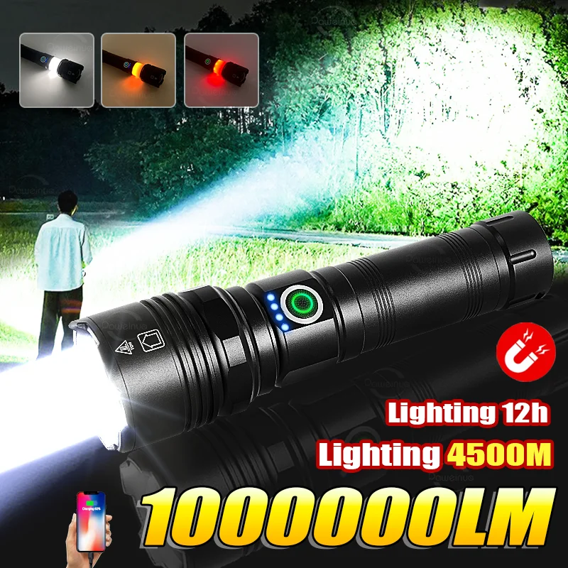 2024-High-Power-LED-Flashlight-Strong-Light-4500M-Long-Range-Zoom ...