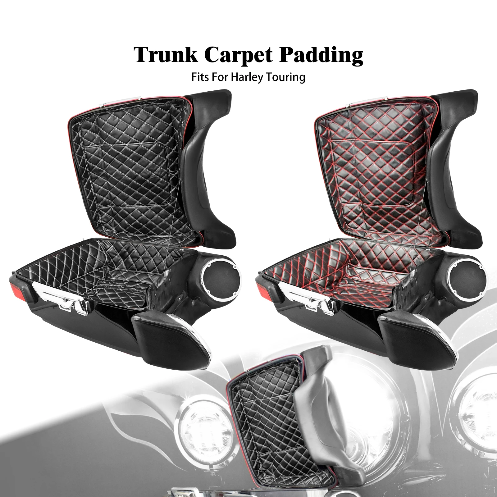 Motorcycle Chopped Pack Trunk Carpet Liner Leather Bags Pad For Harley ...