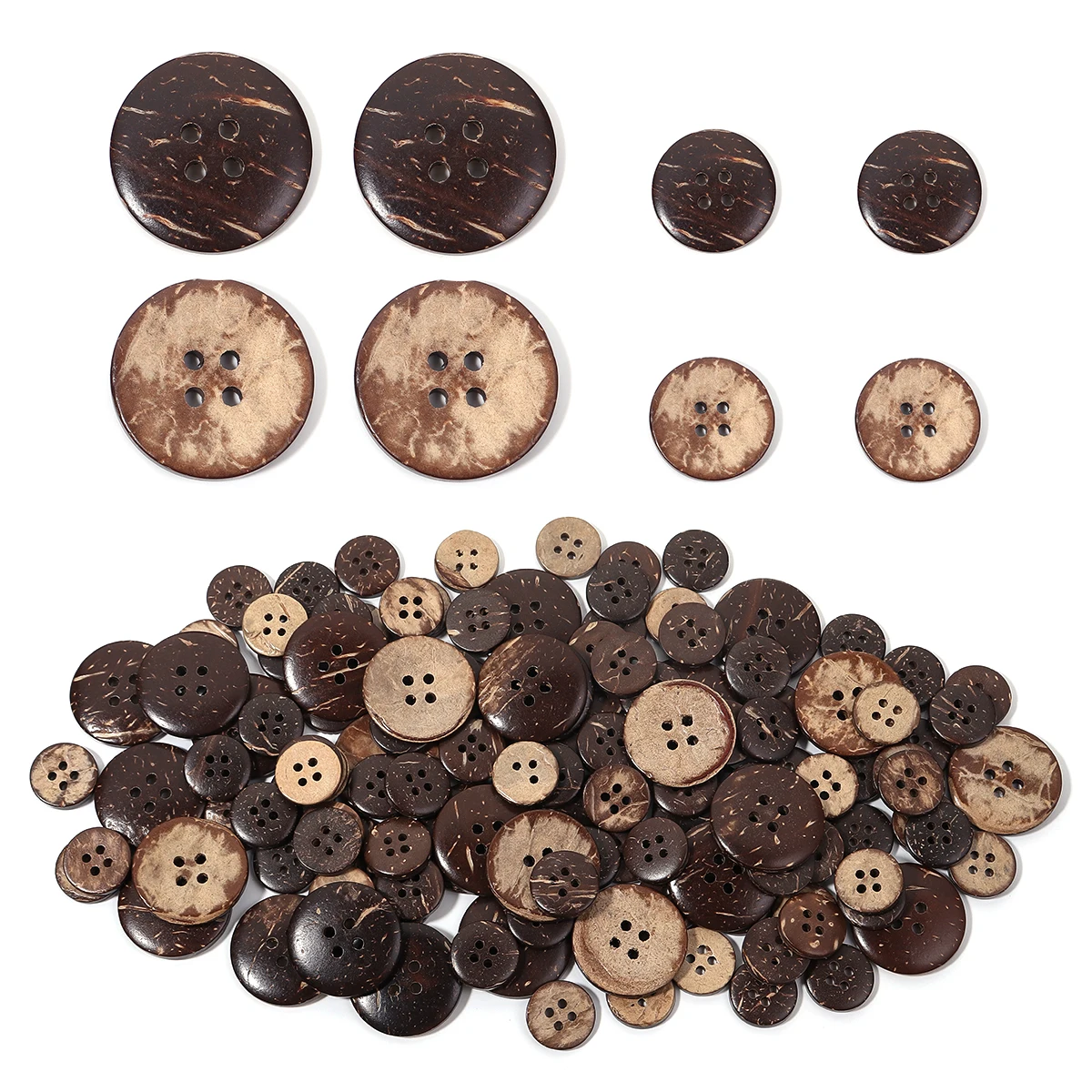 2/4 Holes Natural Color Coconut Buttons Round Wooden Sewing Button For ...