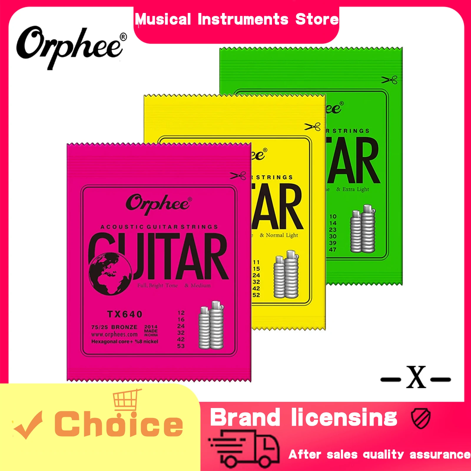 Orphee Acoustic Guitar String Carbon Steel Hexagonal Core Full Bright ...