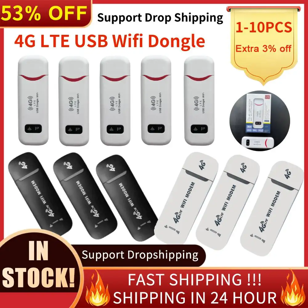 1-10 PCS Wireless LTE WiFi Router 4G SIM Card Portable 150Mbps USB Modem Stick Dongle Mobile ...