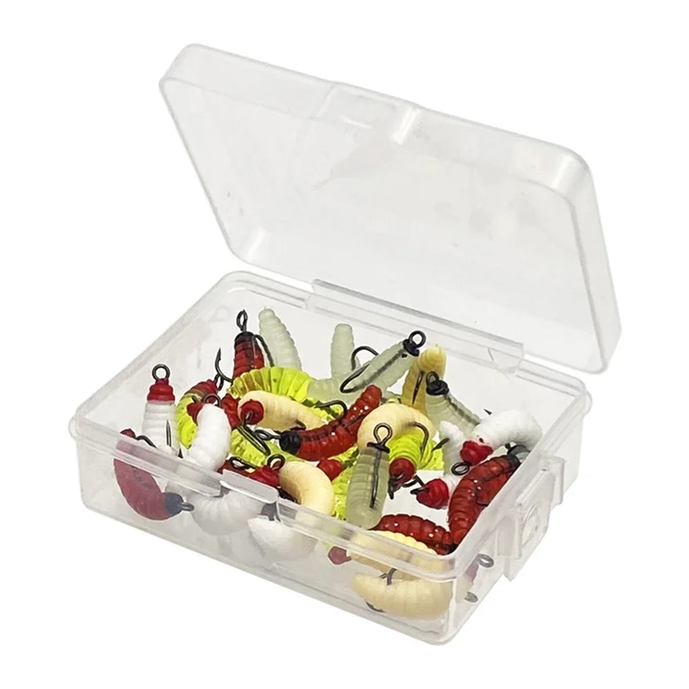 30PCS-Box-Maggot-Fly-Fishing-Flies-Wet-Trout-Flies-Worm-Bait-For-Trout ...