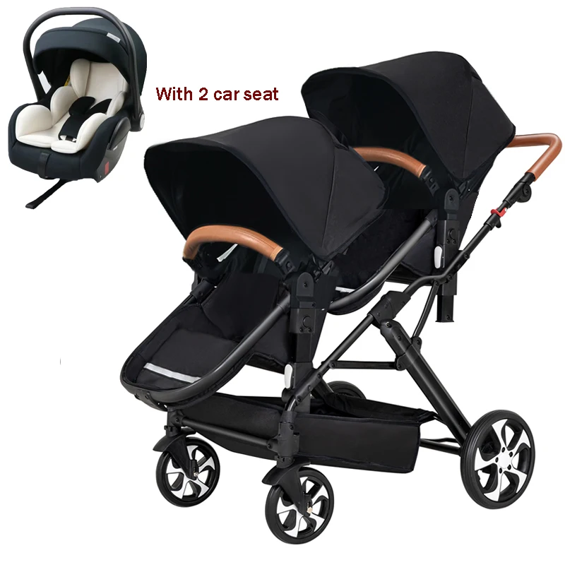Twins Baby stroller 3in1 with car seat, double kids baby carriage ...