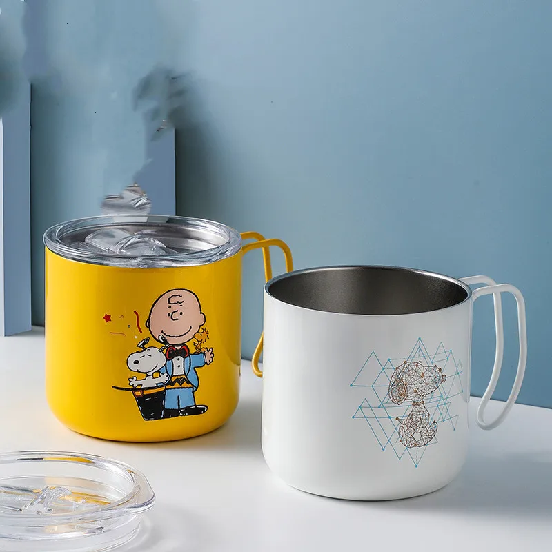 Snoopy Cartoon Stainless Steel Coffee Mug Metal Drinking Mugs Double ...