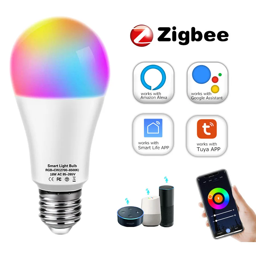 ZigBee-Smart-Bulbs-E27-Led-Lamp-Smart-Light-Bulb-RGB-220V-110V-Works ...