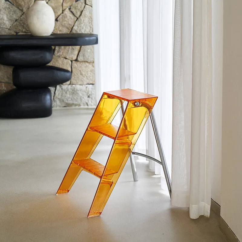 Acrylic Transparent Household Plastic Ladder Folding Indoor Thickened ...