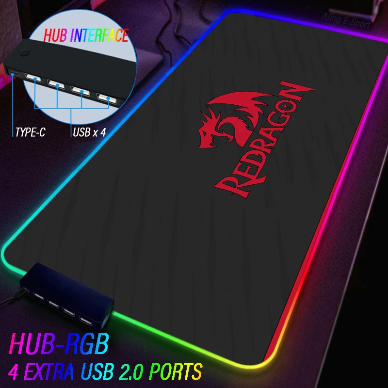 Redragon-Extensible-USB-Hub-4Port-Fabric-Mouse-Pad-Red-Dragon-Luminous ...
