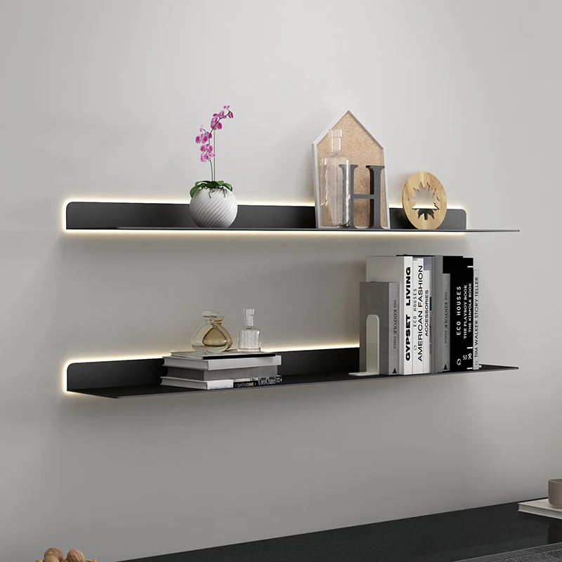 Simple-word-board-wall-light-shelf-living-room-hand-made-laminate-metal ...