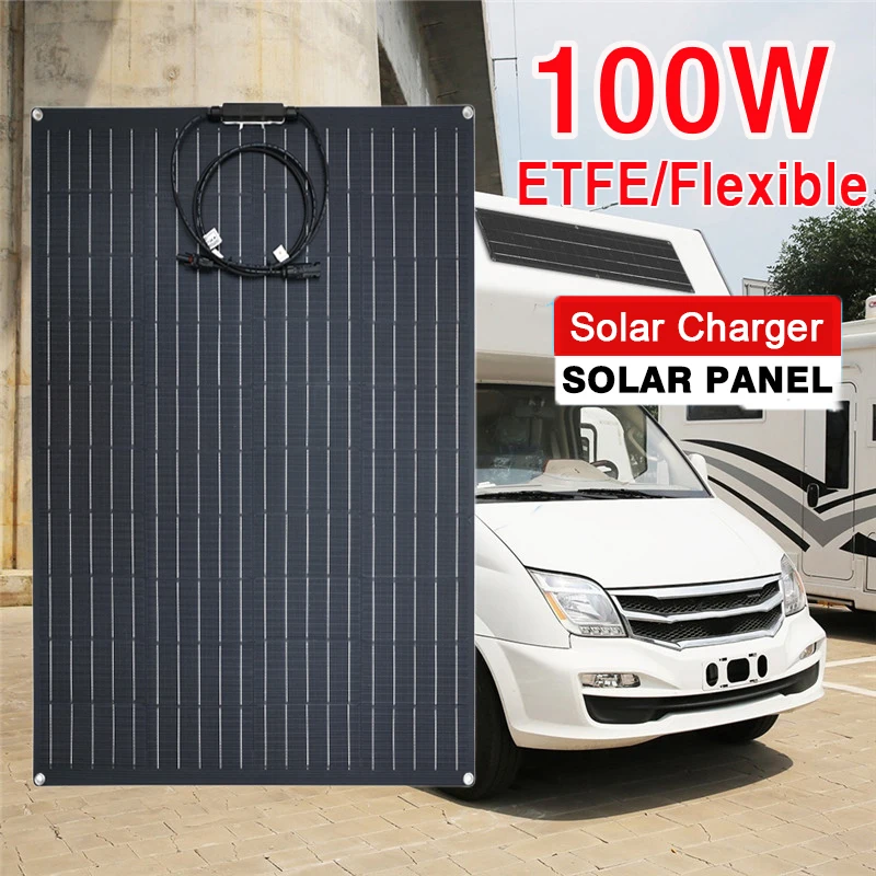 Solar-Panel-100W-ETFE-PET-Flexible-Solar-for-Family-Camping-PV-Single ...