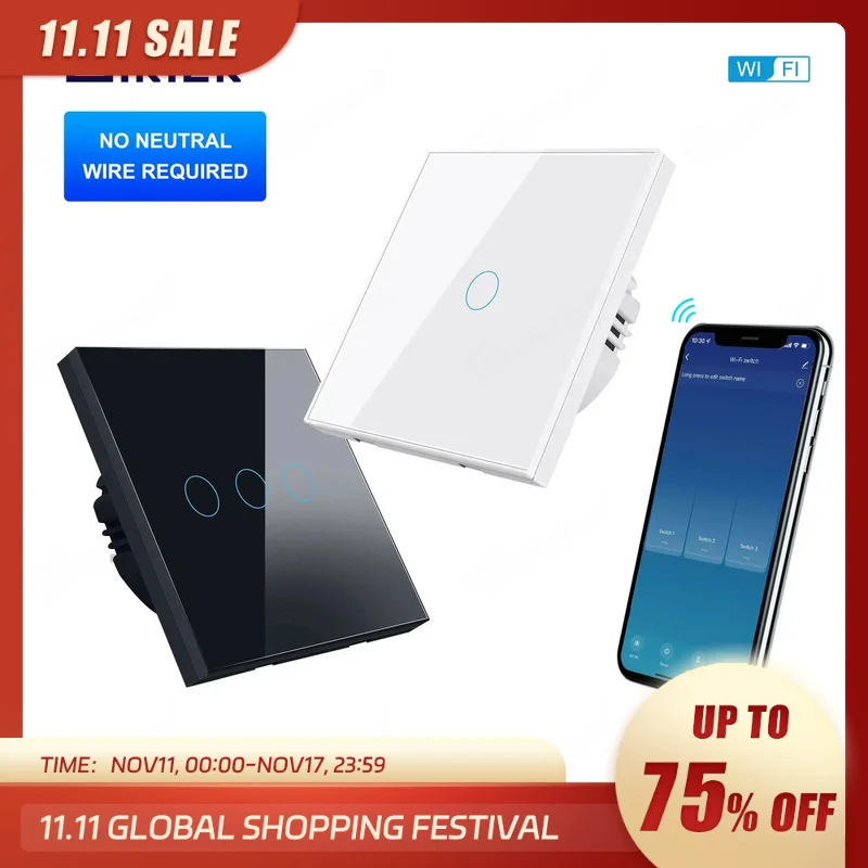 GIRIER-Smart-Wifi-Light-Switch-No-Neutral-Wire-Required-Smart-Touch ...