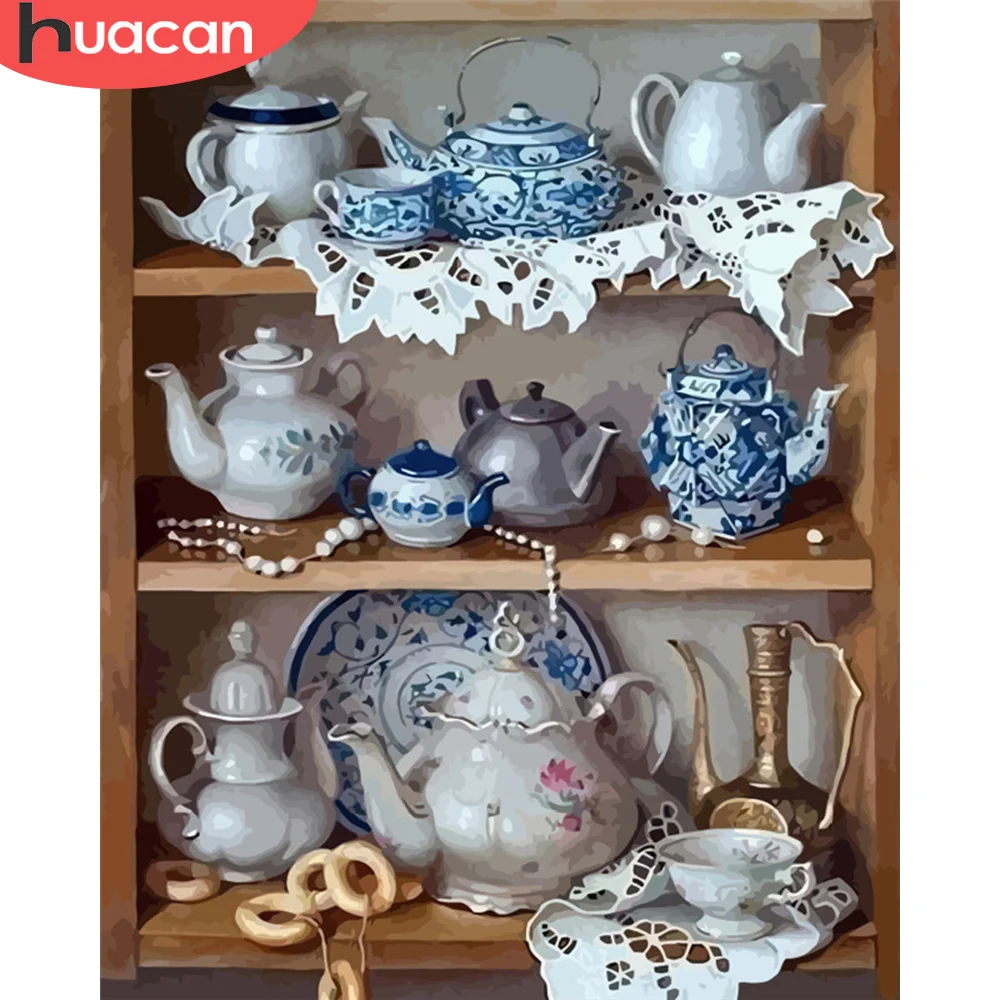 HUACAN-Coloring-By-Number-Tea-Pot-Kit-Oil-Painting-Modern-Wall-Art ...