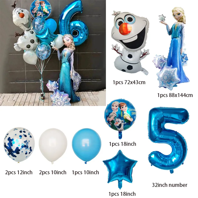 juego de globos de aluminio grandes de Frozen 3D Elsa Anna, decoración ...