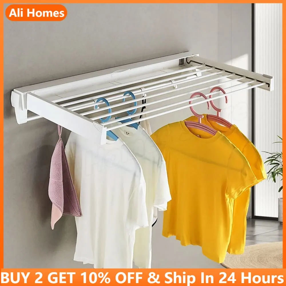 Retractable-Clothes-Hanger-Invisible-Wall-Mounted-Hanger-Drying-Rack ...