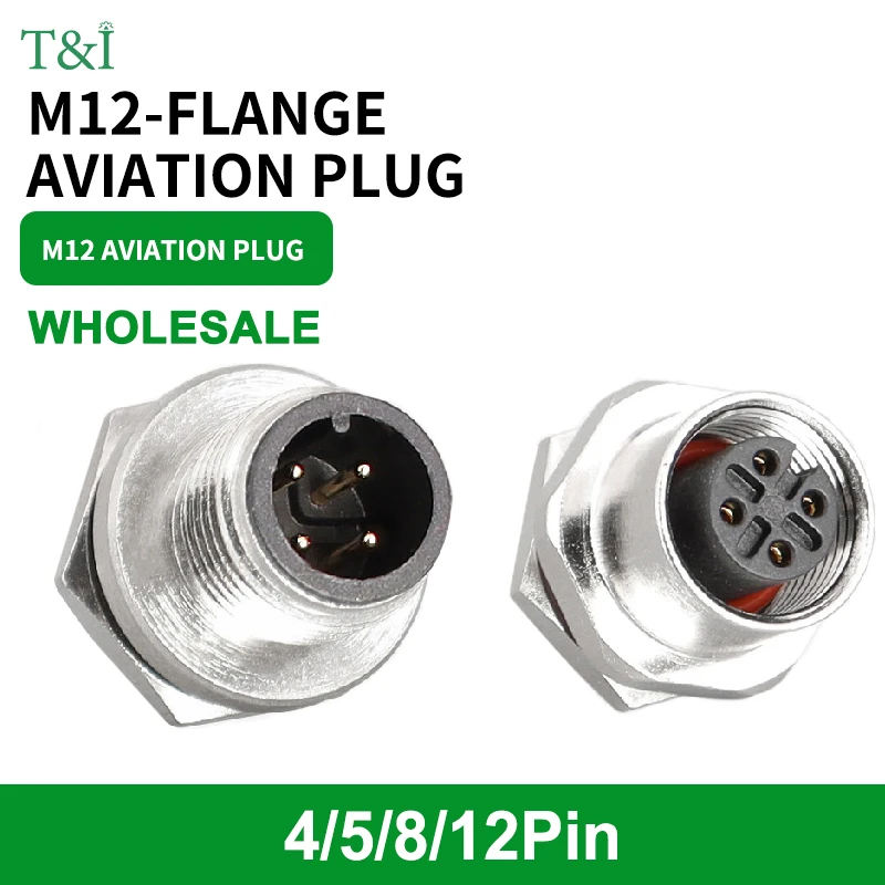 5-PCS-M12-flange-mounting-sensor-connector-waterproof-male-female-plug ...