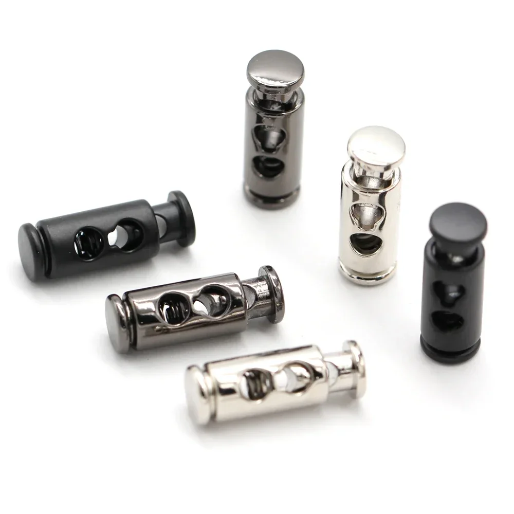DOTOLLE-5Pcs-Double-Holes-Cylindrical-Metal-Cord-Lock-Stopper-Spring ...