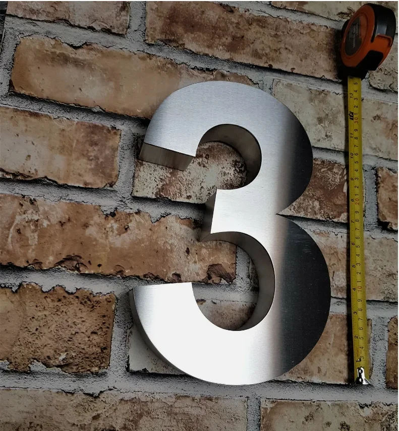 3D House numbers: Extra large (12") and (8") Arial Bold in brushed ...
