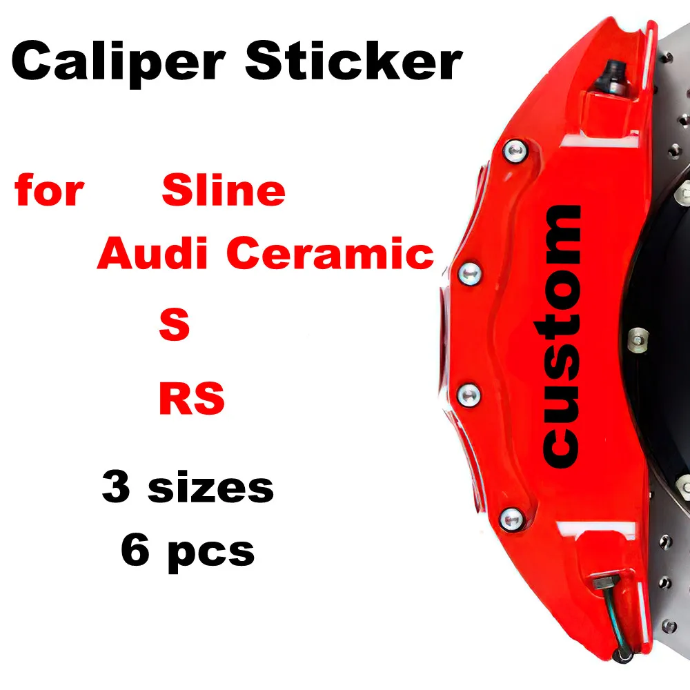 Custom Made Set of 6 PCS 3 Sizes for Audi RS Sline Brake Caliper Decals ...