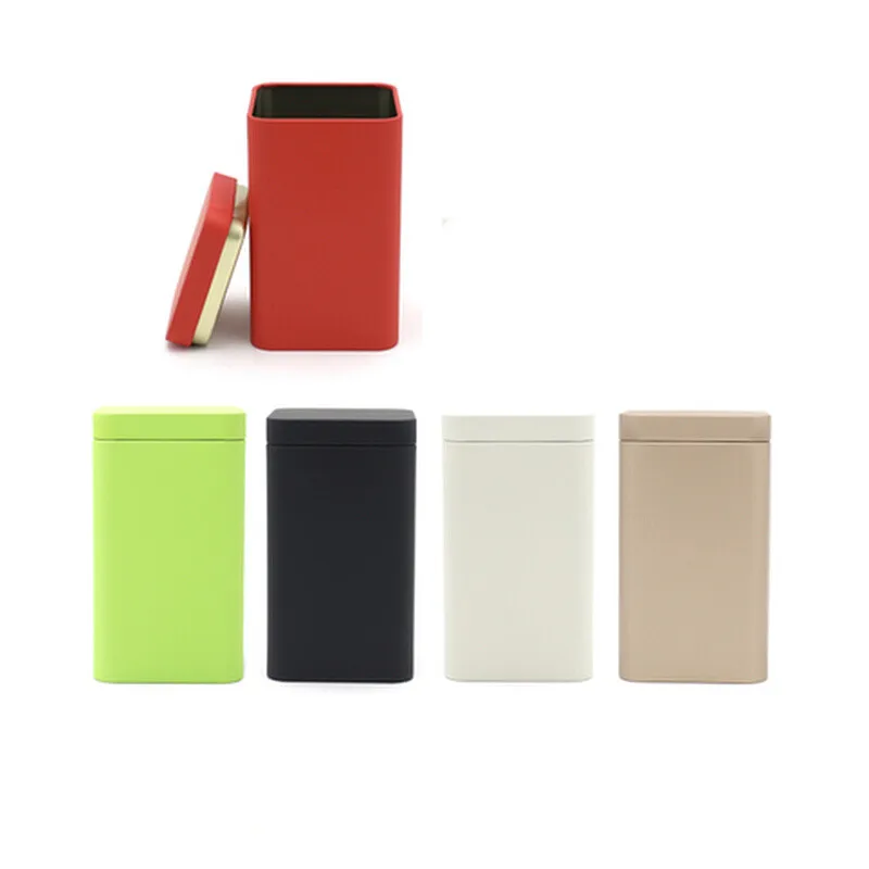 Square-Tea-Tin-Box-with-Matte-Finish-Food-Tin-Can-Suitable-for-150g-Tea ...