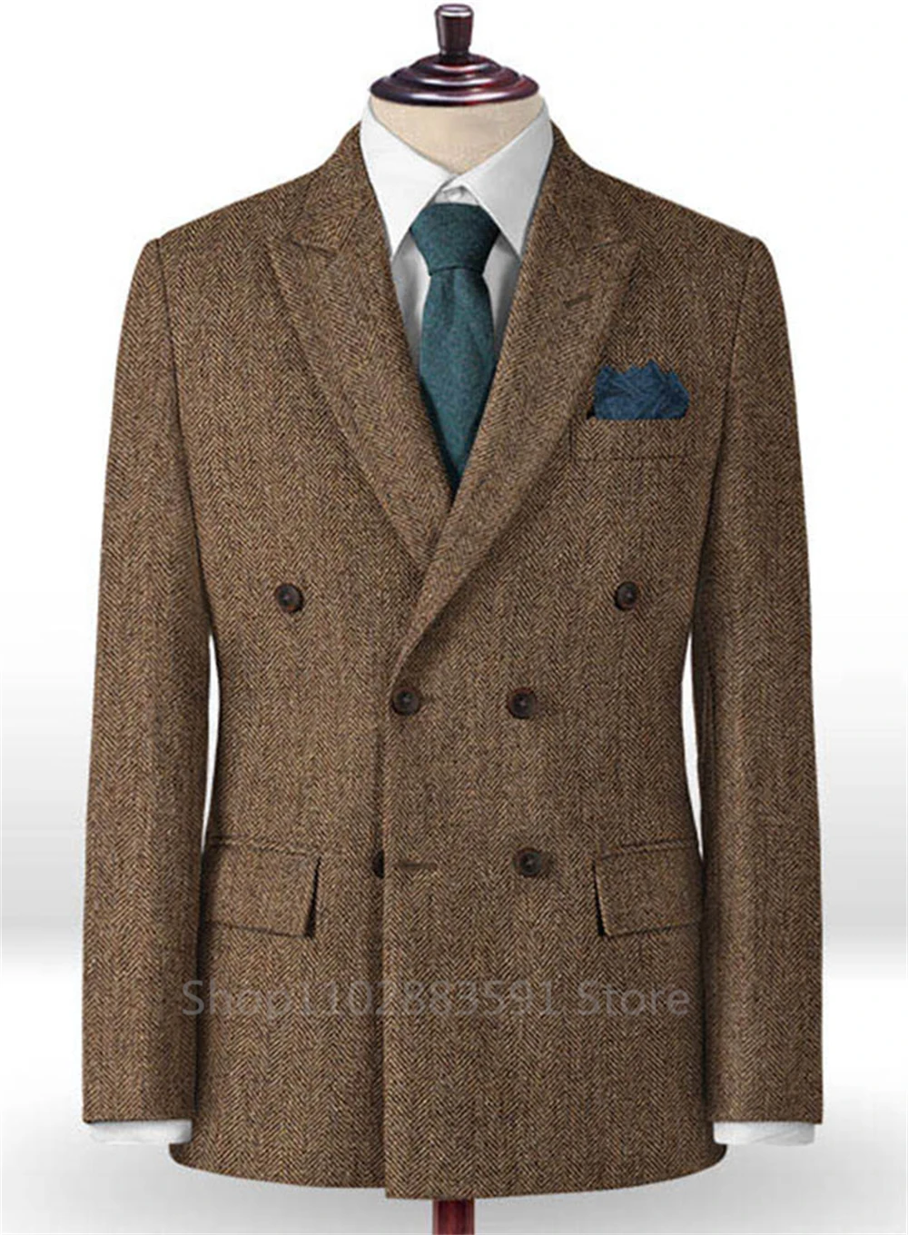 Men-s-Suits-Blazer-Peaked-Lapel-Collar-Single-Breasted-Herringbone ...