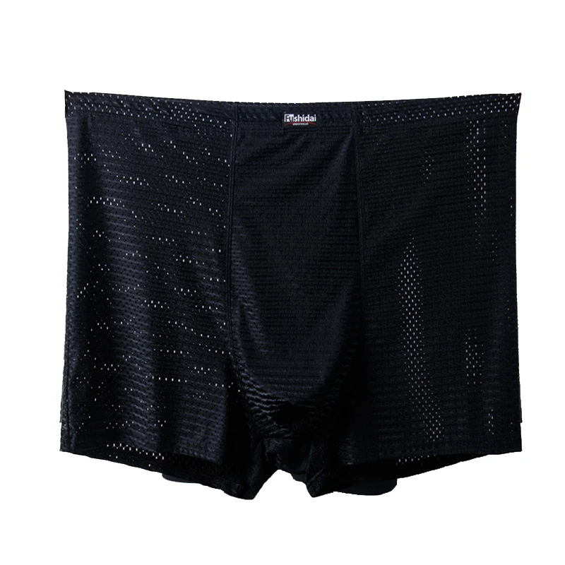 Mens Large Size Soft Ice Silk Mesh Boxers High Waist Comfortable Male ...