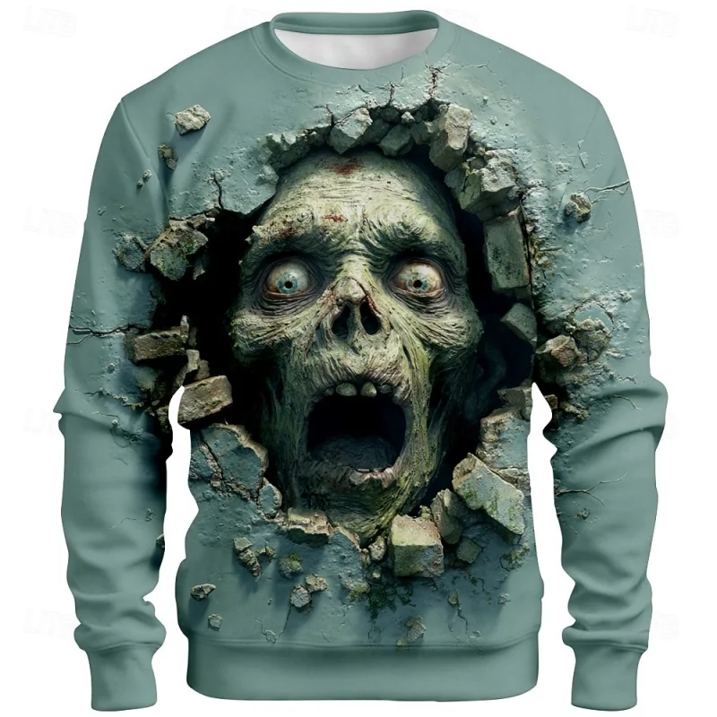 3D Printed Zombies Wall Sweatshirt For Men Cool Halloween Pattern ...