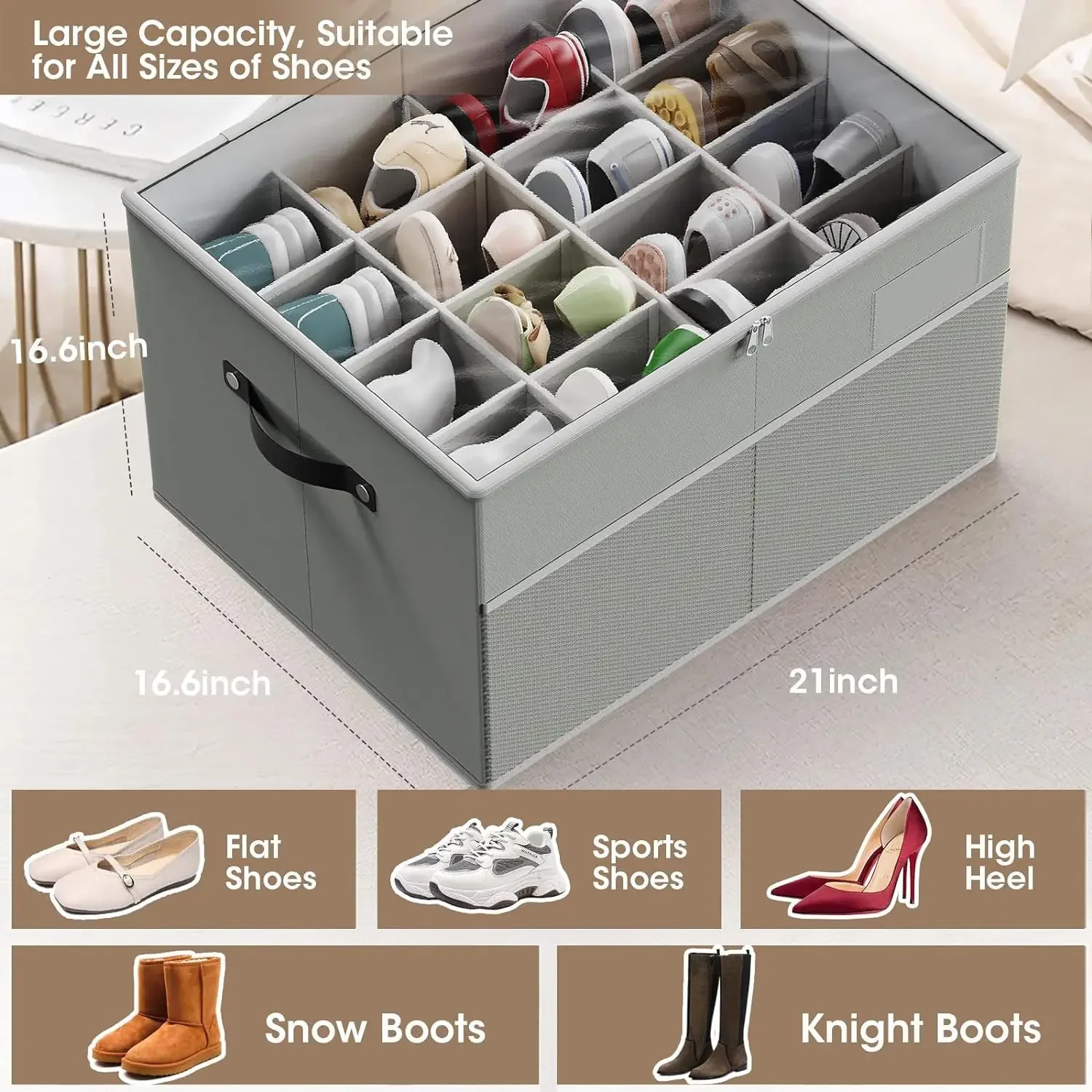 Foldable-Fabric-Shoe-Storage-Box-Dustproof-Transparent-Cover-Organizer ...