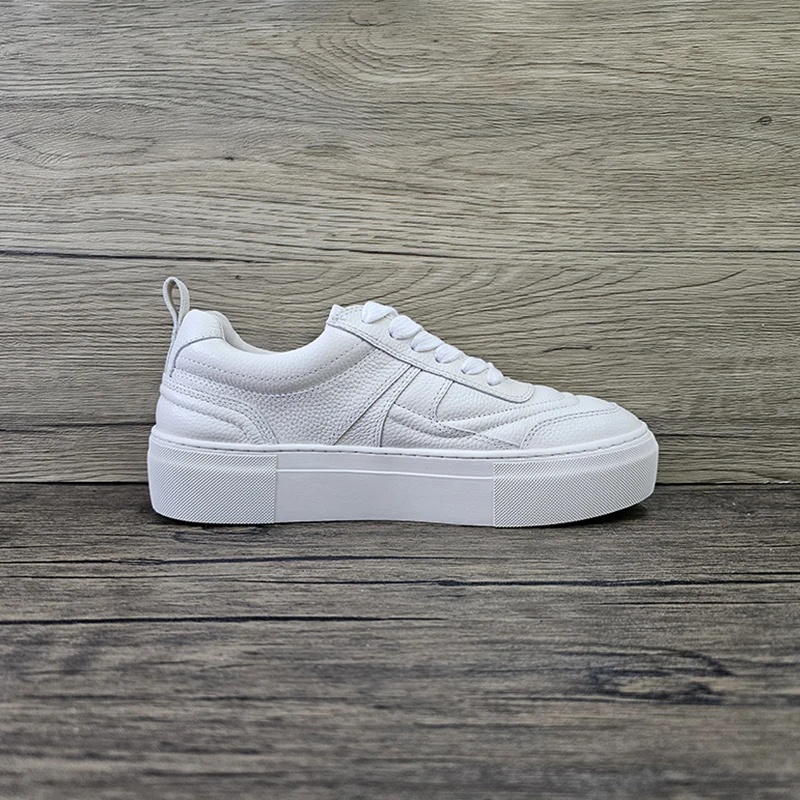 2024-Women-New-Fashion-Lacing-Round-Head-Flat-Thick-Sole-Sneaker-Solid ...