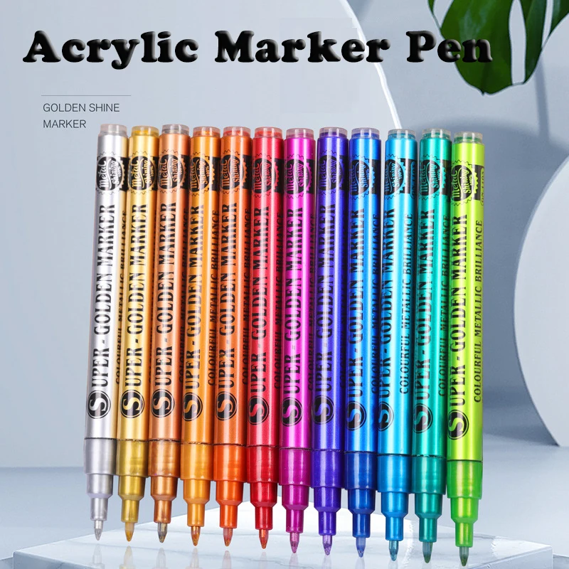 Sparkle Art Markers 12pcs Glitter Metallic Acrylic Paint Pens Super ...