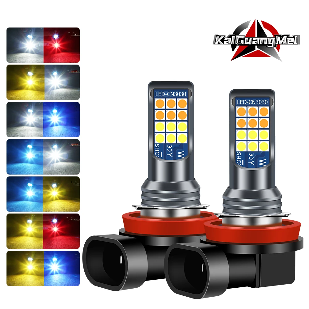 2pcs Two Colors Fog Lamp H11 H8 H7 9006 Hb4 881 880 H3 Psx24w Psx26w P13w 24smd 3030 Led Auto ...