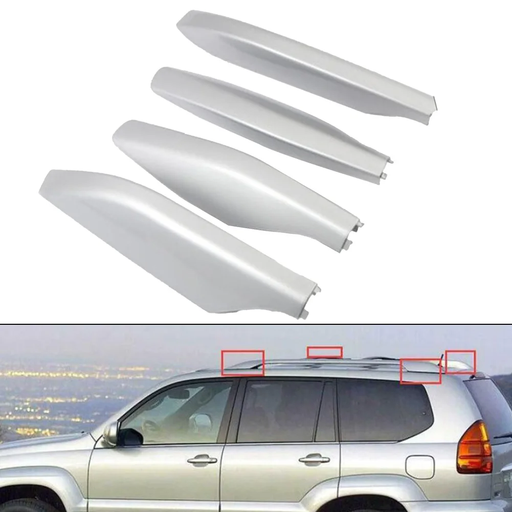 실버 플라스틱 자동차 루프 랙 레일 엔드 커버 렉서스 Gx470 2003 2009 루프 랙 레일 엔드 커버 쉘 교체 4 개