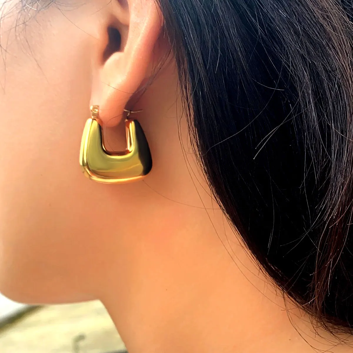 Stainless-Steel-Smooth-Round-Circle-Chunky-Hoop-Earring-for-Women-18K ...