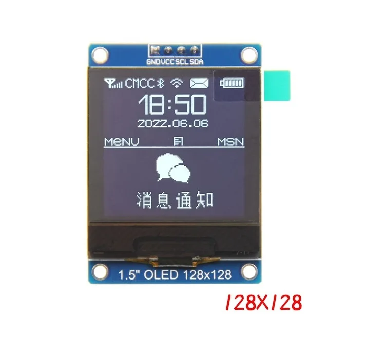 1.5 inch 4PIN OLED module Display Screen SH1107 Drive IC 128*128 IIC ...