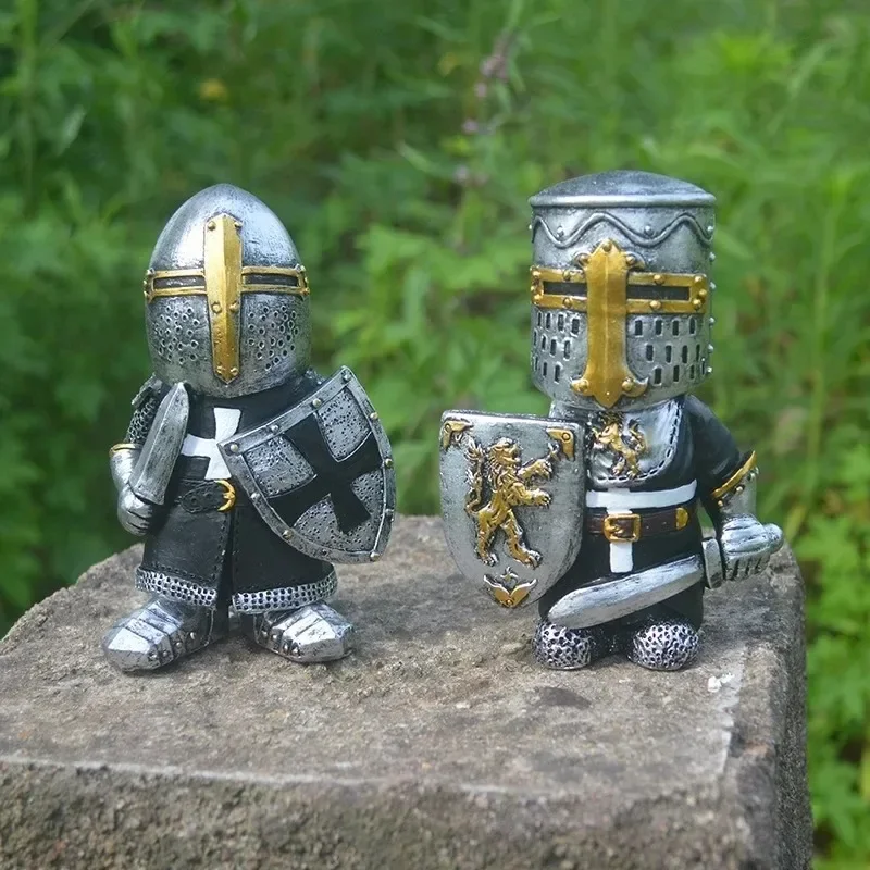 Knight-Gnomes-Statue-Guard-Cross-Templar-Dwarf-Guard-Armor-Samurai ...