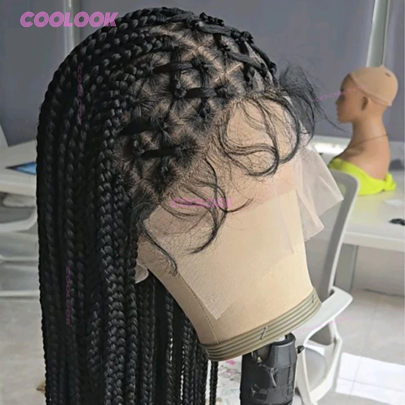 36" Full Criss Cross Braids Wig Synthetic Braided Wigs For Women Box ...