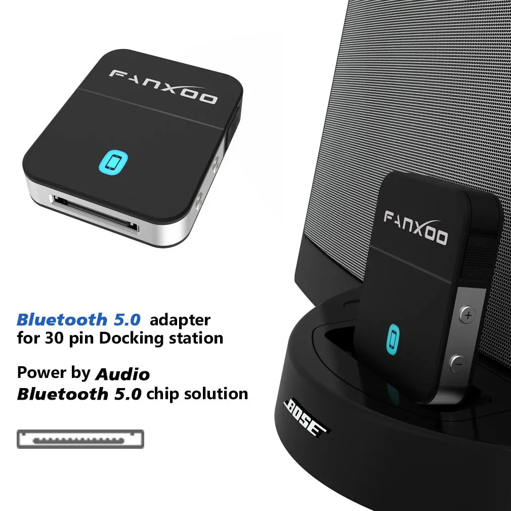 Fanxoo-adaptador-Bluetooth-5-0-de-30-Pines-minireceptor-de-Audio-para ...