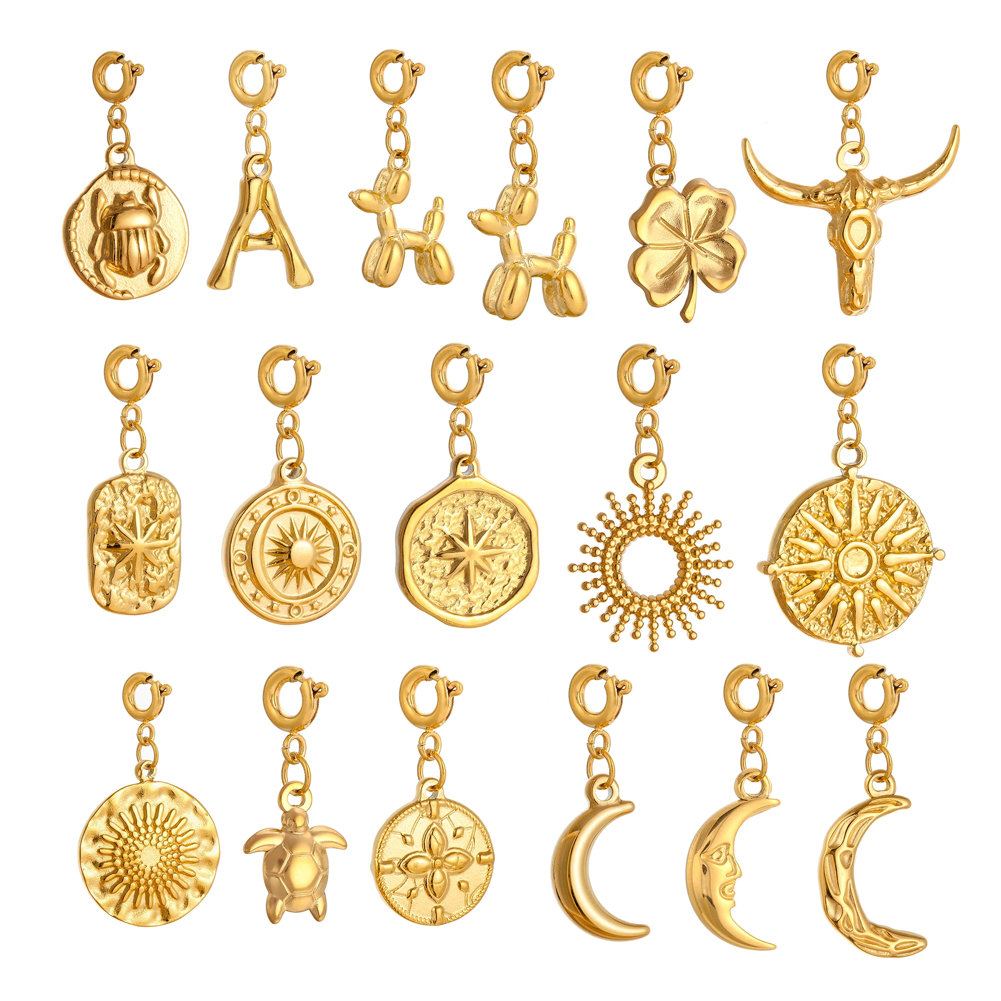 Breloques-en-acier-inoxydable-avec-fermoir-collier-boucles-d-oreilles ...