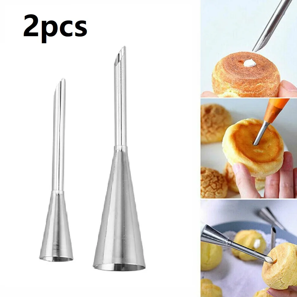 2pcs Puff Cream Pastry Nozzles Stainless Steel Long Piping Puff Nozzle ...
