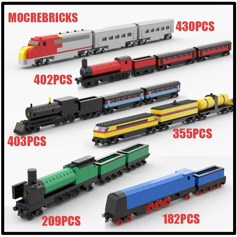 MOC City Railway Mini Train Diesel Electric Locomotive Building Blocks ...