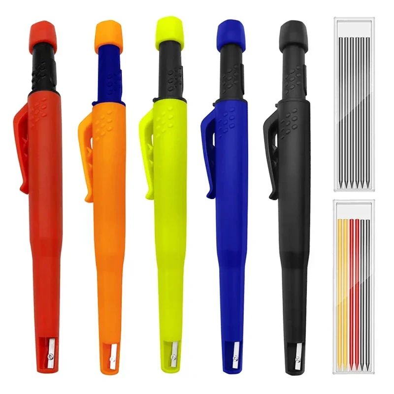 Solid-Carpenter-Pencil-Set-Deep-Hole-Mechanical-Pencil-Marker-Built-in ...