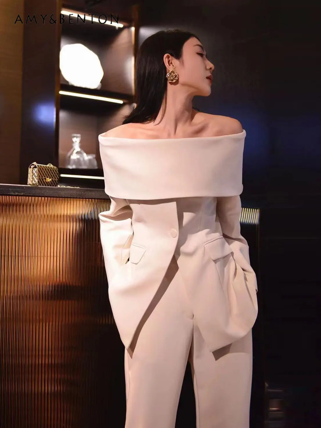 Business Wide Leg Pants Set | Wide Leg Pant Suit Set | Two-piece Set ...